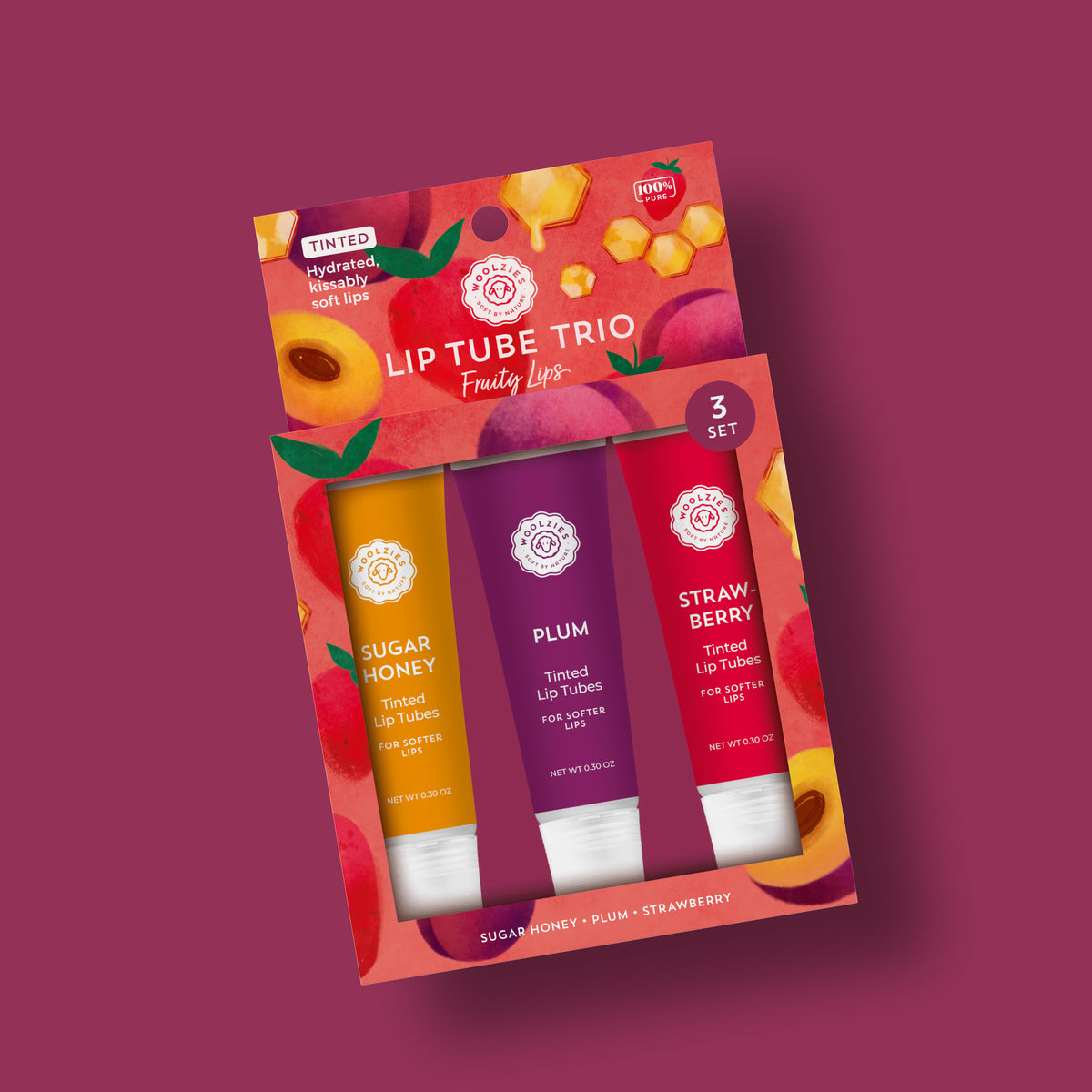 NEW Fruity Lips Tinted Lip Tube Set of 3 – Woolzies.com