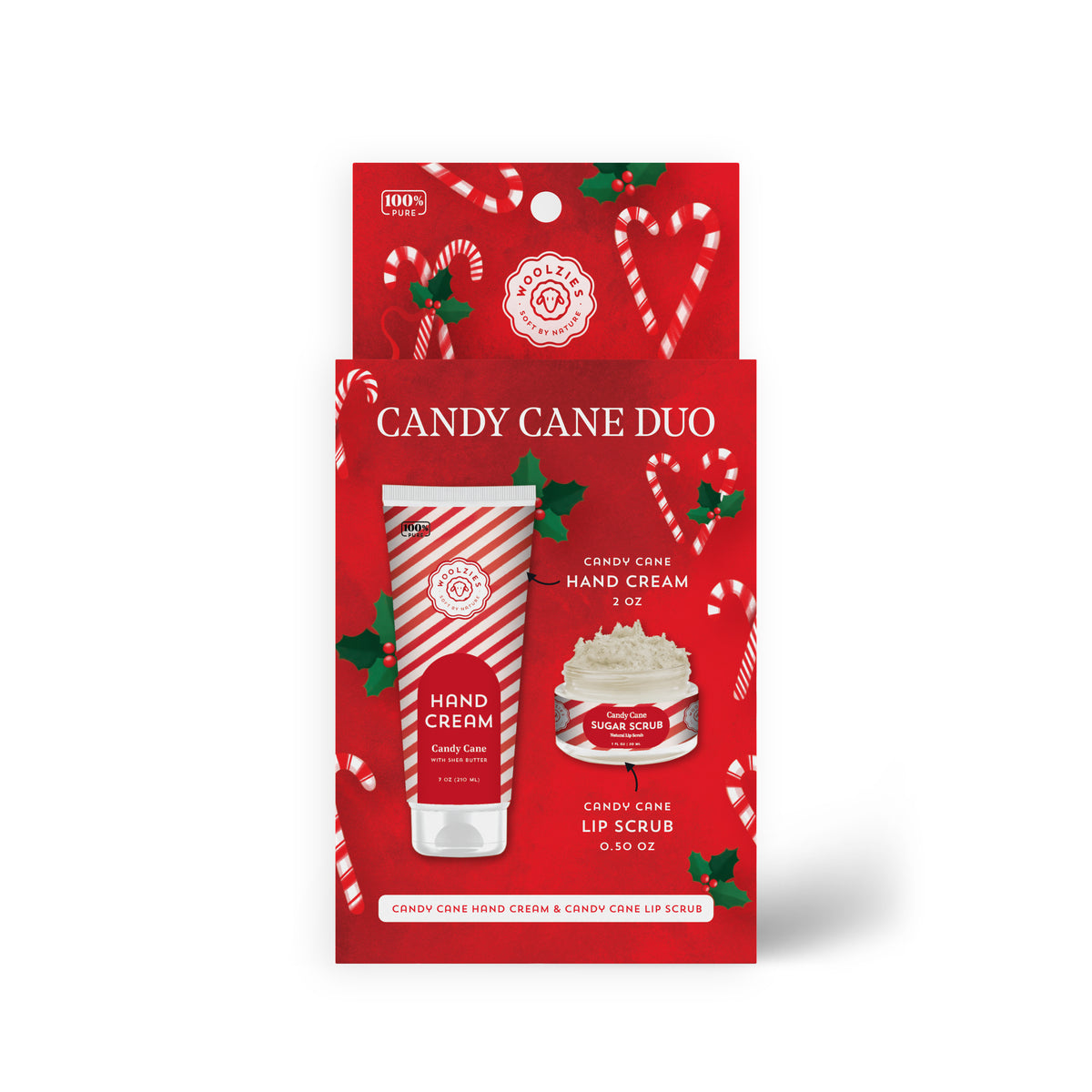 Candy Cane Duo - Hand Cream & Lip Scrub Duo – Holiday Set – Woolzies.com