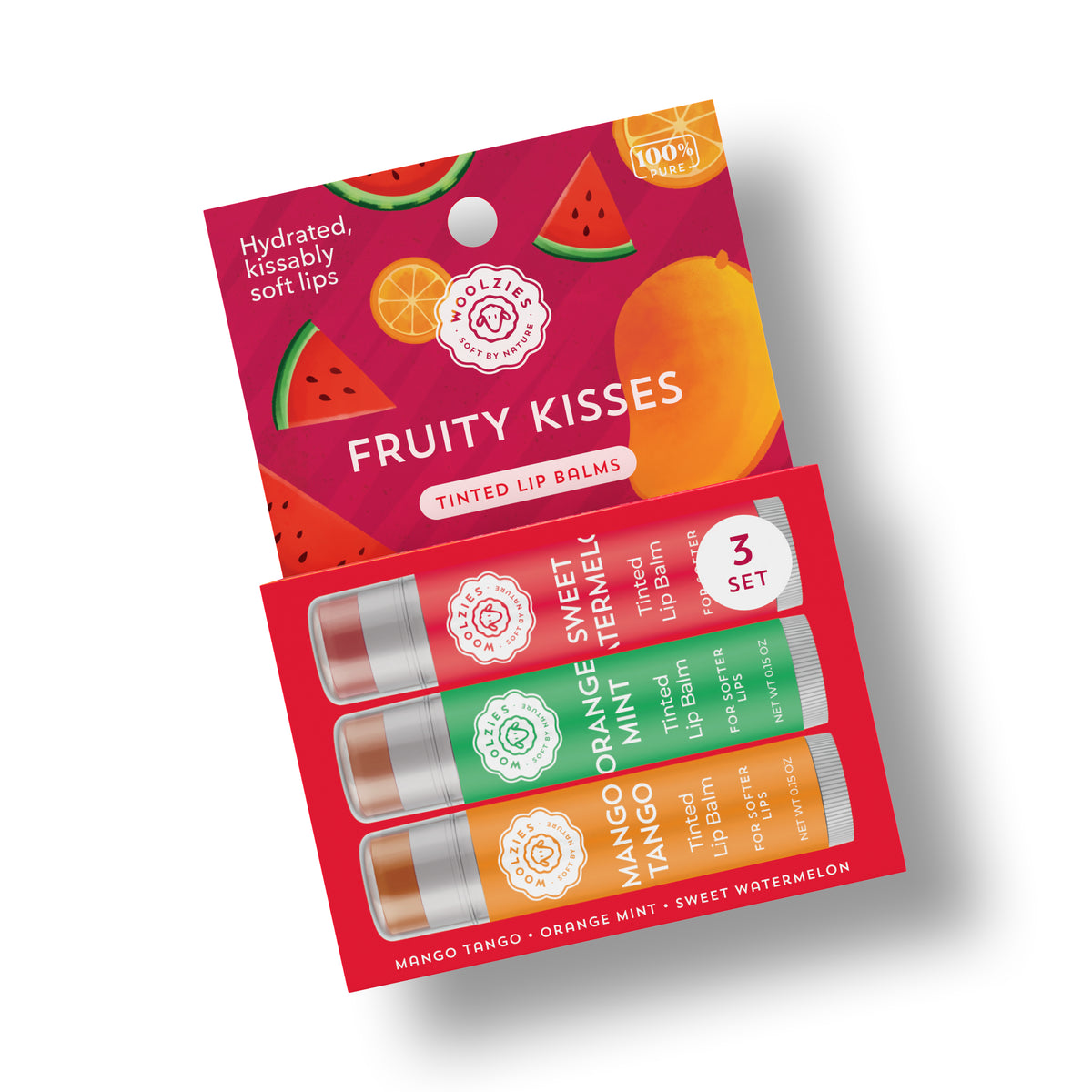 Fruity Kisses TInted Lip Balm Set Of 3 – Woolzies.com