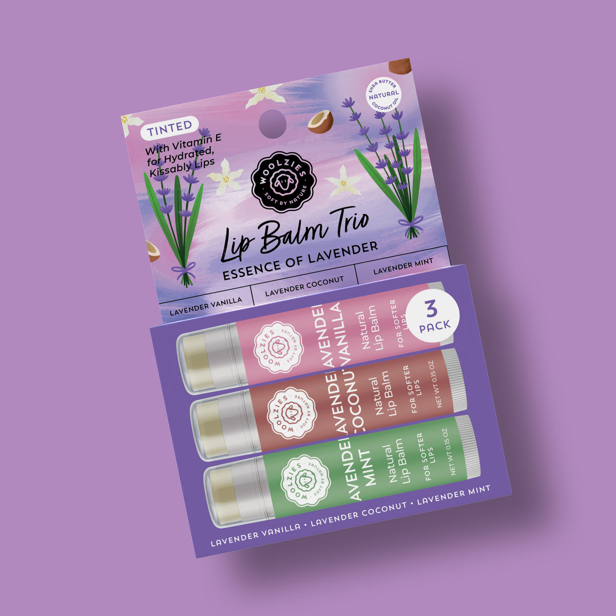 Natural Non TInted Shea Butter Lip Balm Trio – Essence of Lavender ...