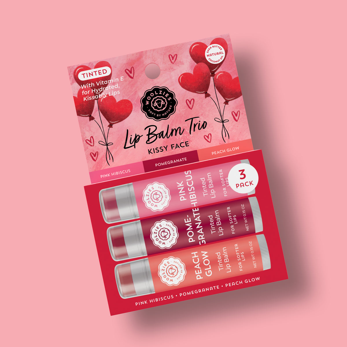 Natural Shea Butter Lip Balm Trio – Kissy Face (Heart balloons ...