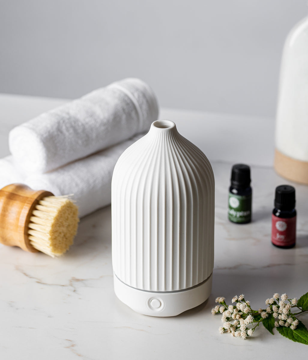 Straight Lines White Ceramic Diffuser – Woolzies.com