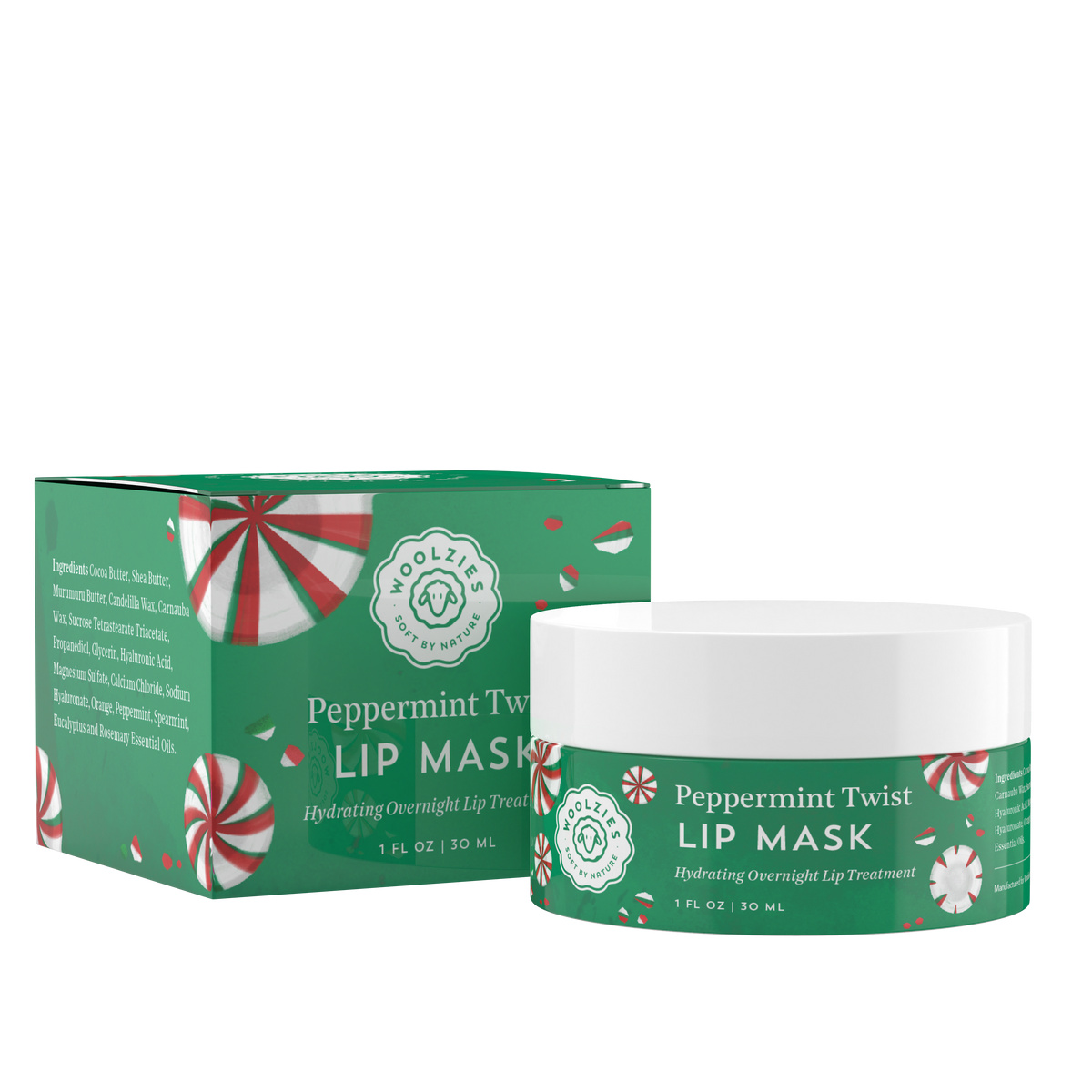 1oz. Peppermint twist Lip Mask – Woolzies.com